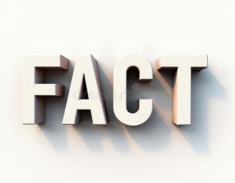3D Text FACT with Bold Letters Casting Shadows on a Light Background ...