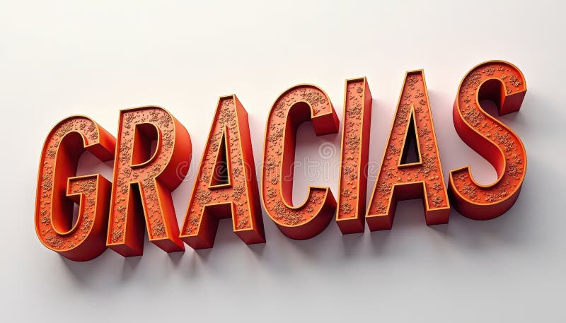 3D Text GRACIAS in Bold Red Letters with a Textured Design. Stock ...