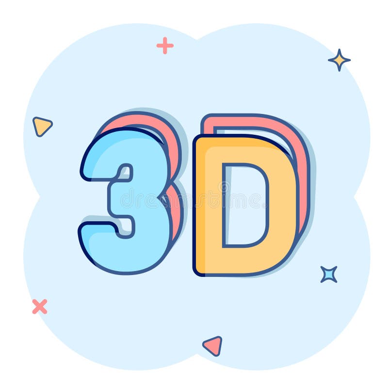 3d Text Icon in Comic Style. Word Cartoon Vector Illustration on White ...
