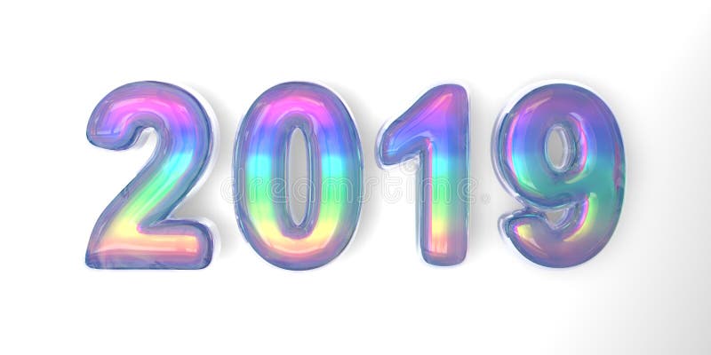 3D Text of the Letter 2019 Year in the Style of Soap Bubbles with a ...