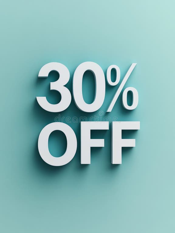 3D Text 30 OFF on a Light Blue Background Stock Illustration ...