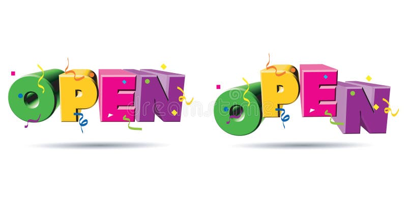 3d text open stock vector. Illustration of frame, open - 30905008