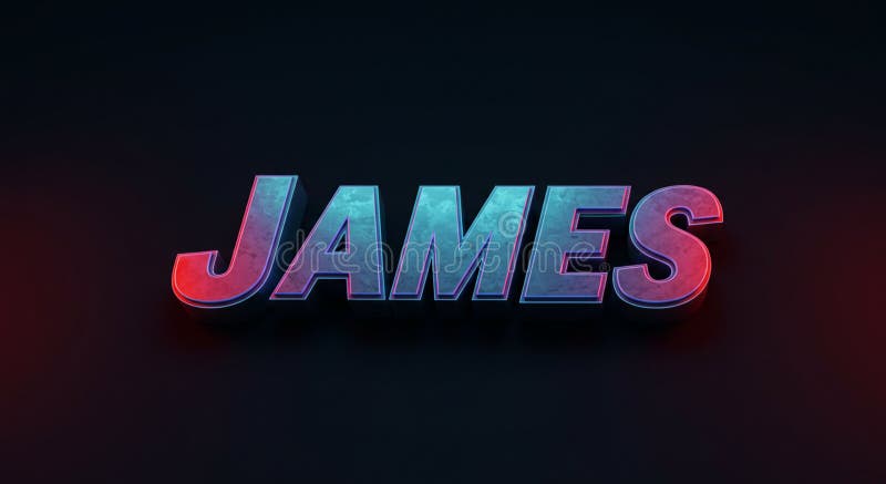 3D Text Reading "JAMES" Features a Bold, Uppercase Typeface with a ...