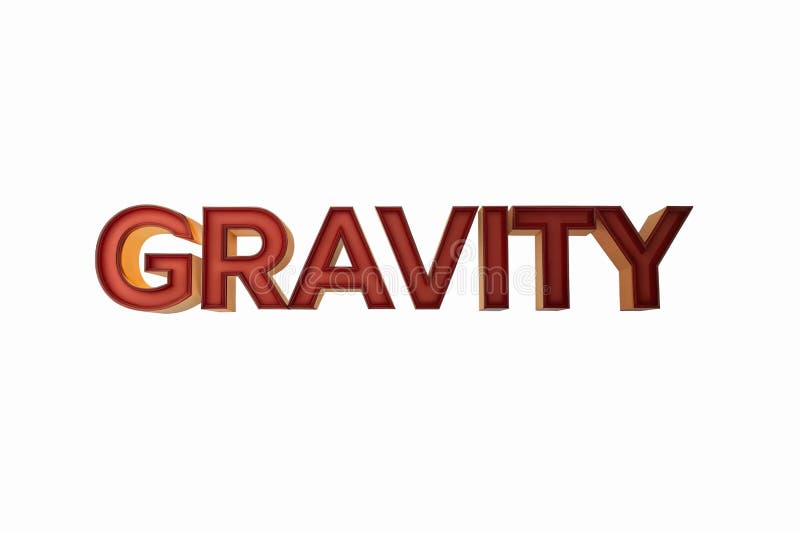 3D Text Representation of Gravity in Bold Metallic Colors on ...