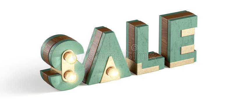 3D Text - Sale Word in Vintage Style on a White Isolated Backgro Stock ...