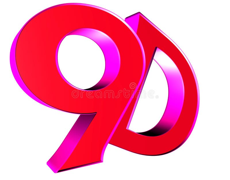 9d Text on White Background Stock Illustration - Illustration of ...