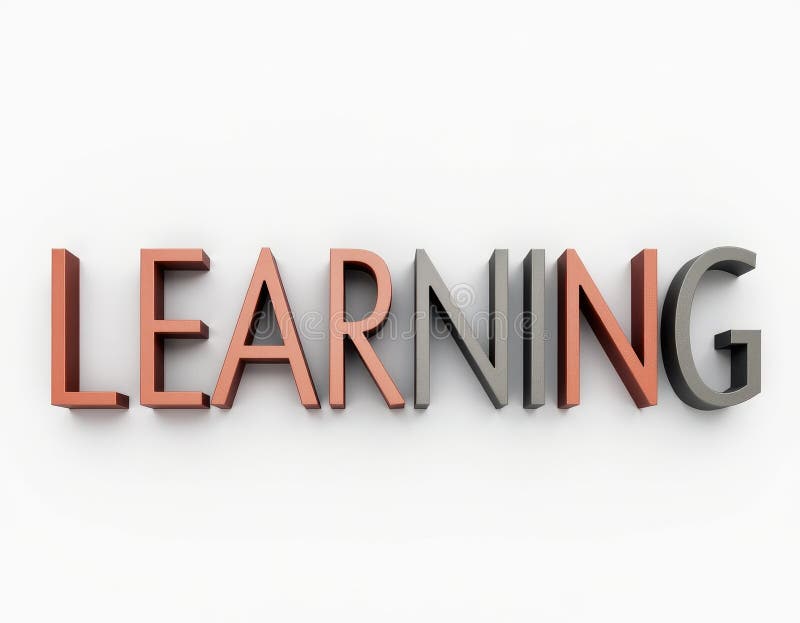 3D Text of the Word LEARNING in Red and Gray Letters on a White ...