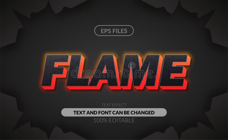 3d Texture Flame Stone Fire Danger Editable Text Effect. Eps Vector ...