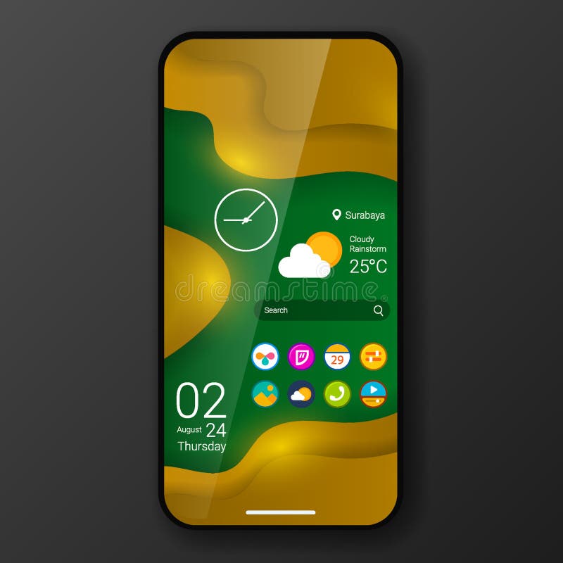 Custom Home Screen User Interface Mobile App Realistic Stock Vector ...