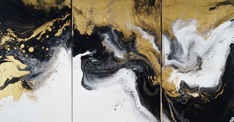 3D Textured Abstract Grunge Wall Art Set with Burnt Gold and Burnt ...