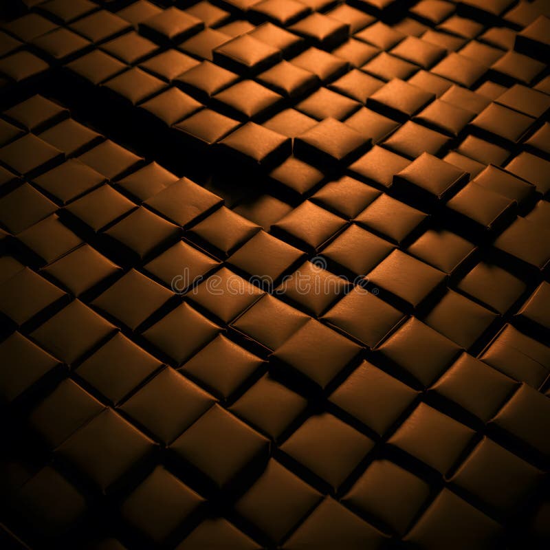 3D Textured Brown Square Tile Pattern with Warm Lighting Stock Image - Image of pattern, elegant ...