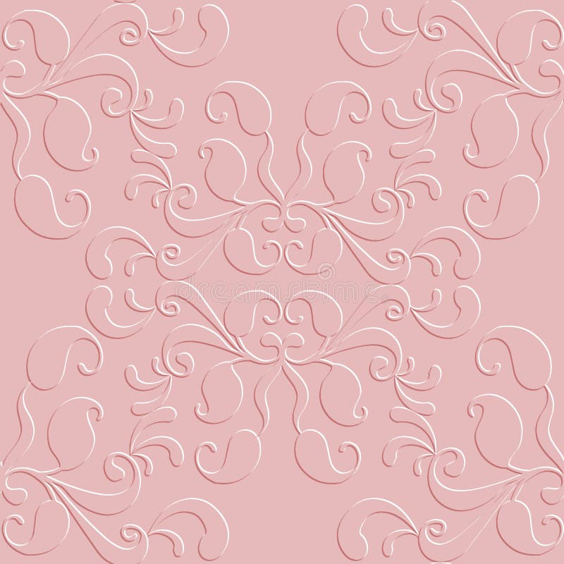 3d Textured Emboss Paisley Seamless Pattern. Embossed Floral Pink ...