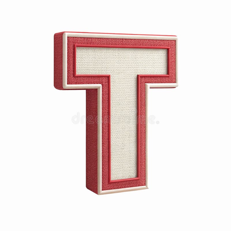 3D Textured Letter T with Red and White Design on Transparent ...