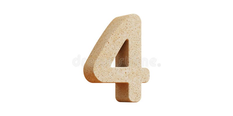 3D Textured Number Four. Symbolic Representation of Quantity and Design ...