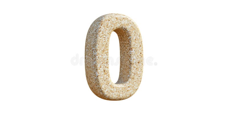 3D Textured Number Zero with Pebble Surface. Creative Typography Design ...