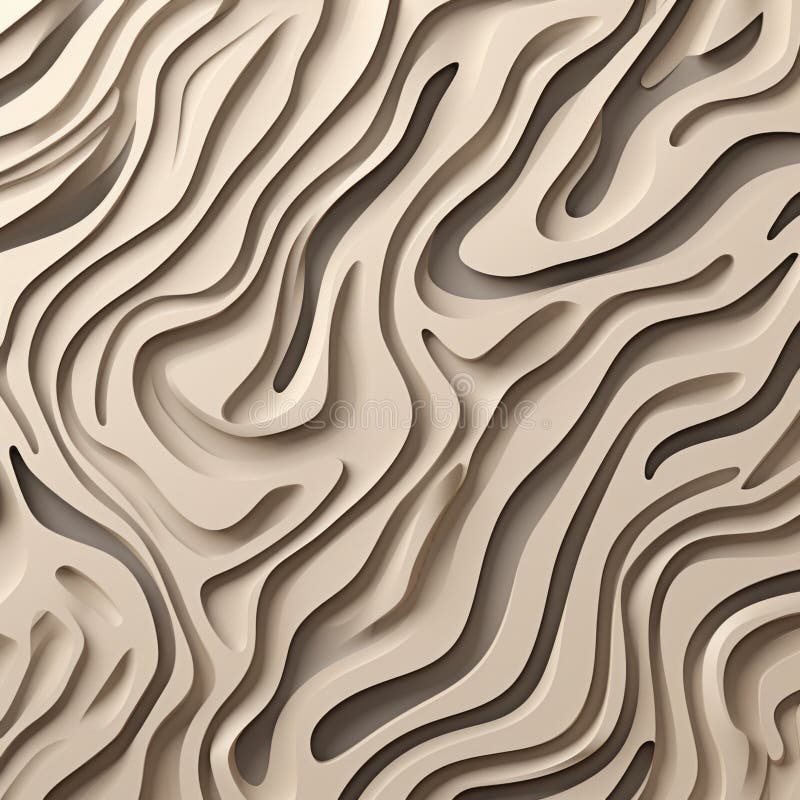 Organic Forms: Wavy Paper Background with Woodcut-inspired Graphics ...