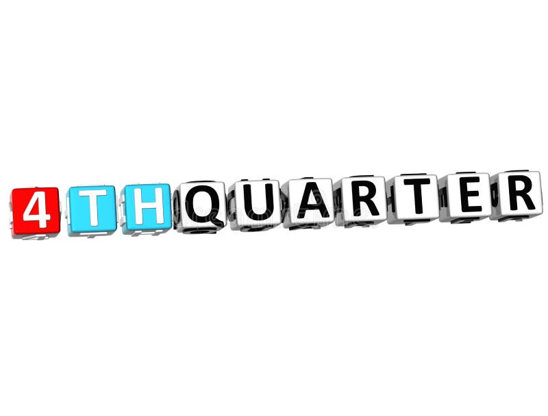 3D 4 Th Quarter Cube Text stock illustration. Illustration of cutout ...