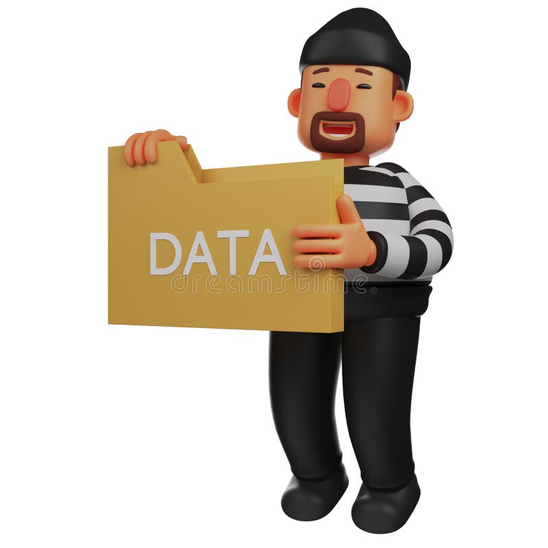 3D Thief Cartoon Design Steals a Private Data Stock Illustration ...