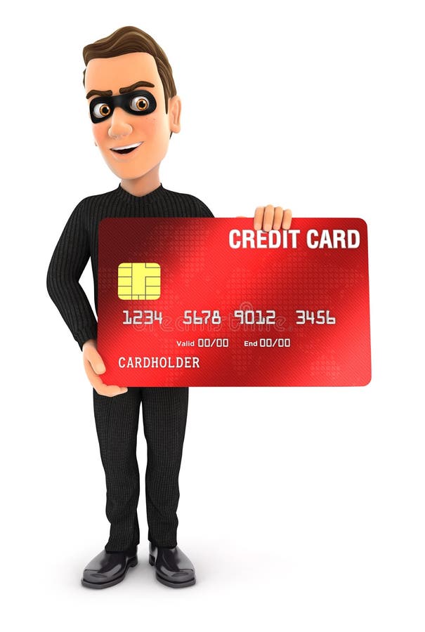 Thief with credit card stock vector. Illustration of computer - 46363982