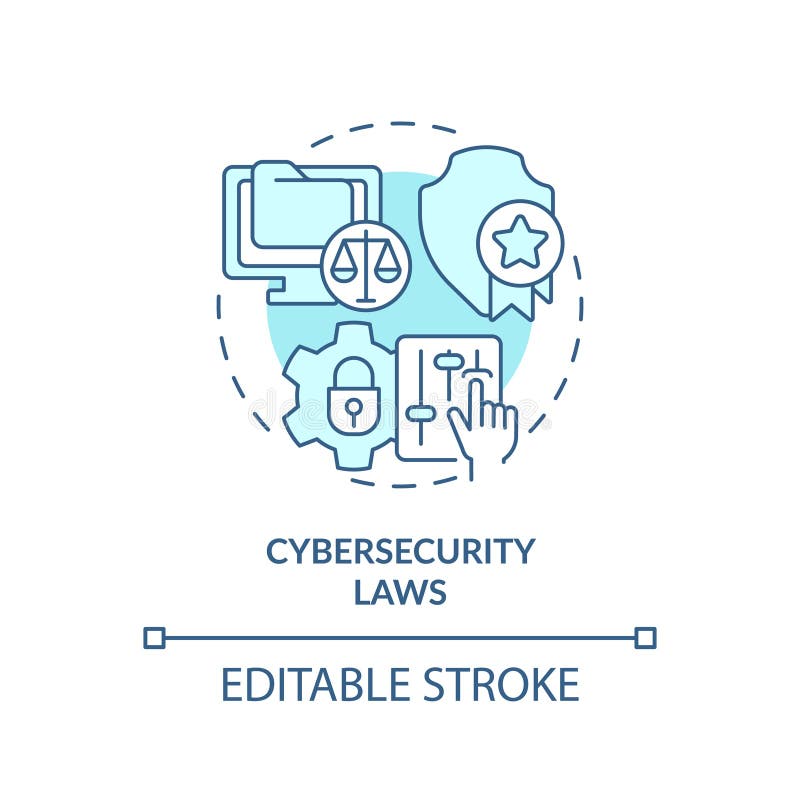 2D Thin Line Blue Icon Cybersecurity Laws Concept Stock Vector ...