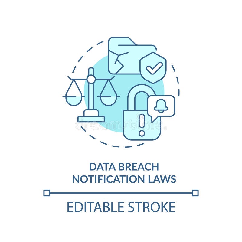 2D Thin Line Blue Icon Data Breach Notifications Law Concept Stock ...