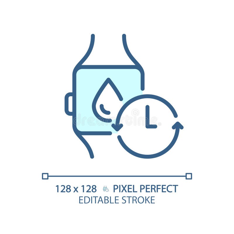 2D Thin Line Blue Smartwatch with Water Icon Stock Vector ...