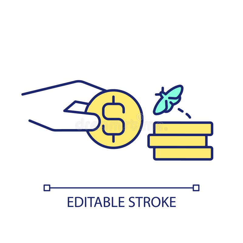 2D Thin Line Colorful Additional Income Icon Stock Vector ...