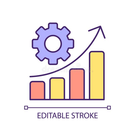 2D Thin Line Colorful Workflow Automation Icon Stock Vector ...