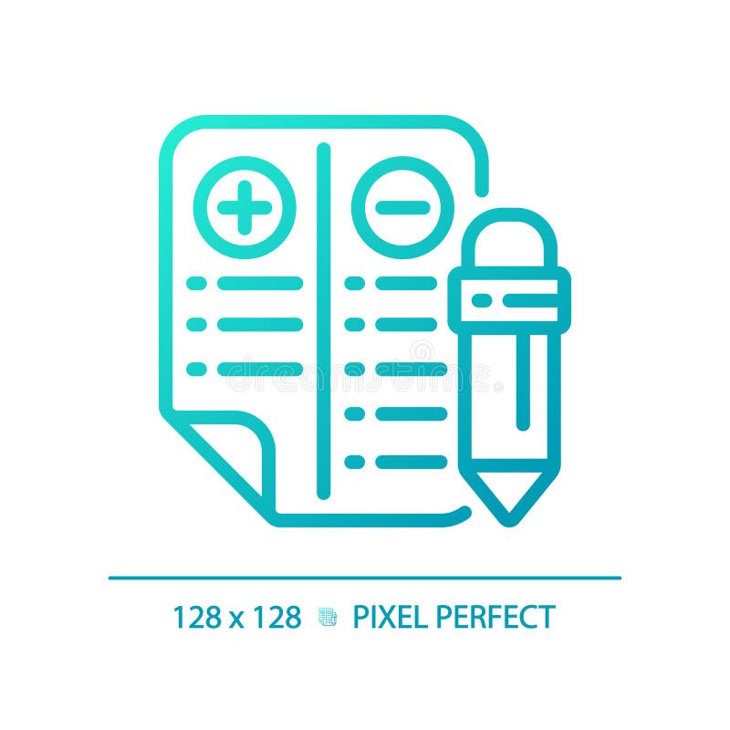 2D Thin Line Gradient Positive and Negative Points Icon Stock Vector ...