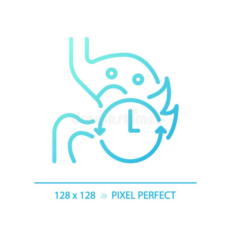 2D Thin Line Gradient Stomach with Time Icon Stock Vector - Illustration of time, metabolism ...