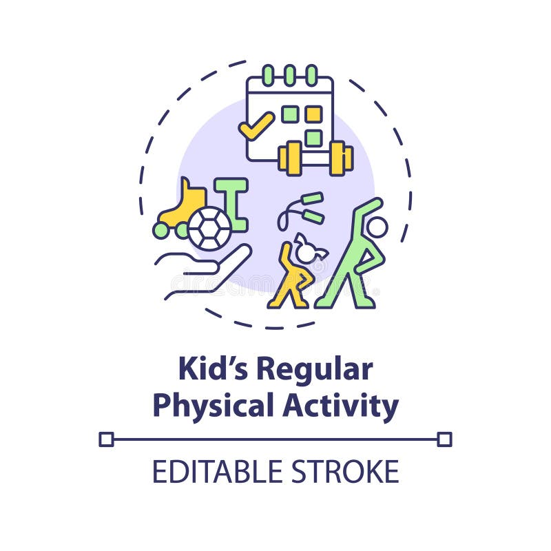 2D Thin Line Icon Kids Regular Physical Activity Concept Stock Vector ...