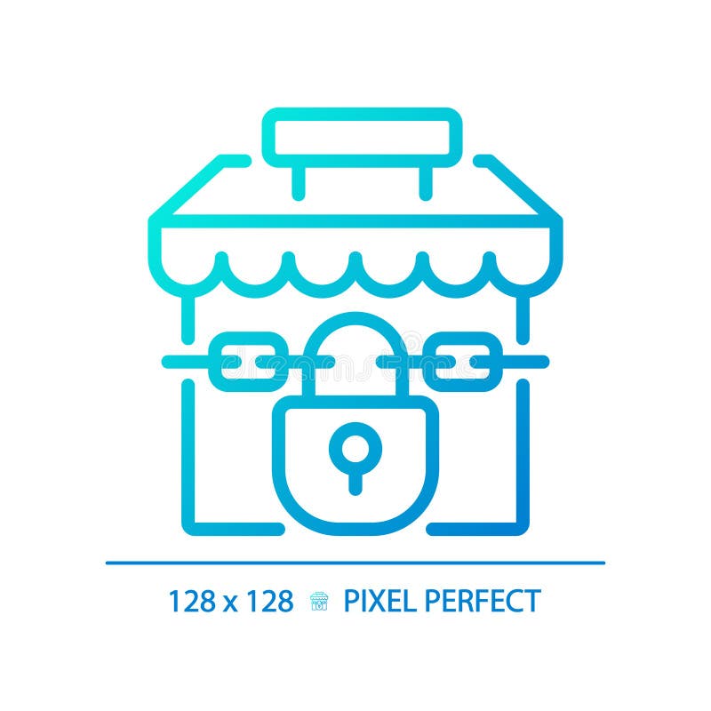2D Thin Line Pixel Perfect Simple Gradient Closed Shop Icon Stock ...