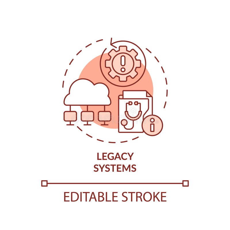 2D Thin Line Red Icon Legacy Systems Concept Stock Vector ...