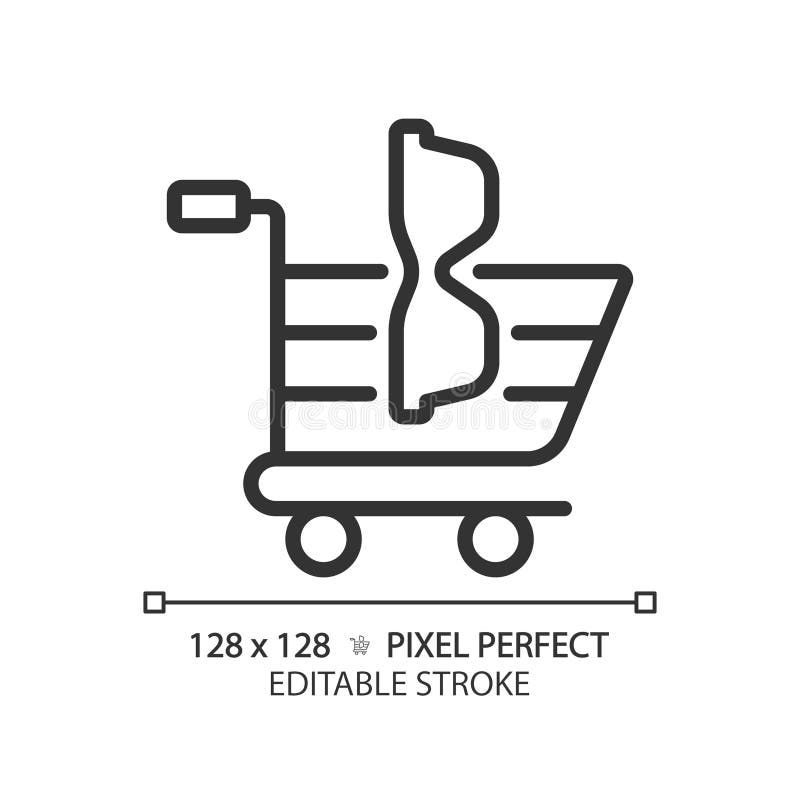 2D Thin Linear Black Eyeglasses with Shopping Cart Icon Stock ...