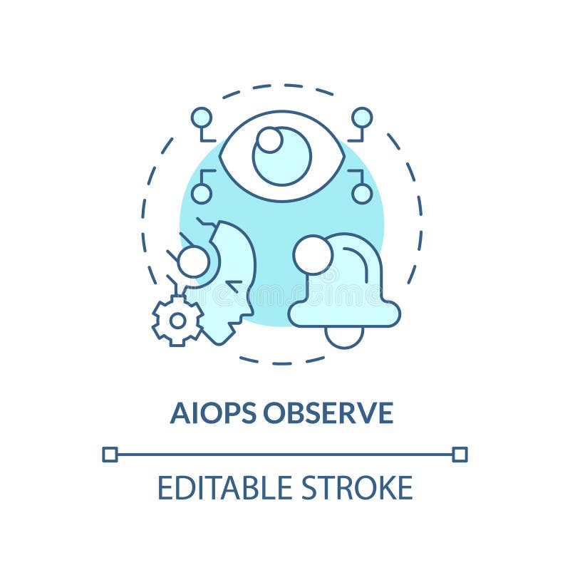 2D Thin Linear Blue AI Ops Observe Icon Stock Vector - Illustration of ...