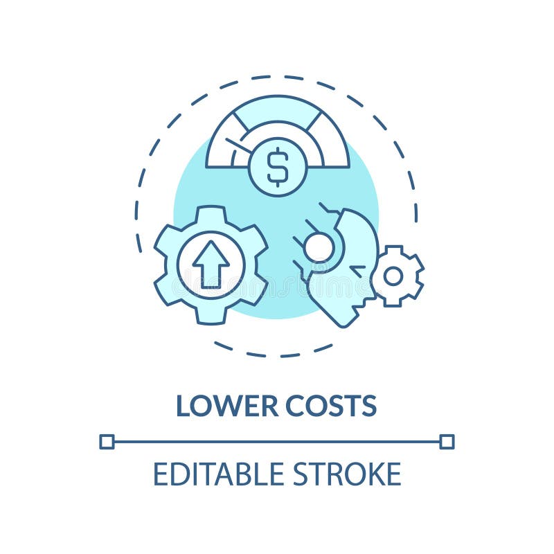 2D Thin Linear Blue Lower Costs Icon Stock Vector - Illustration of ...