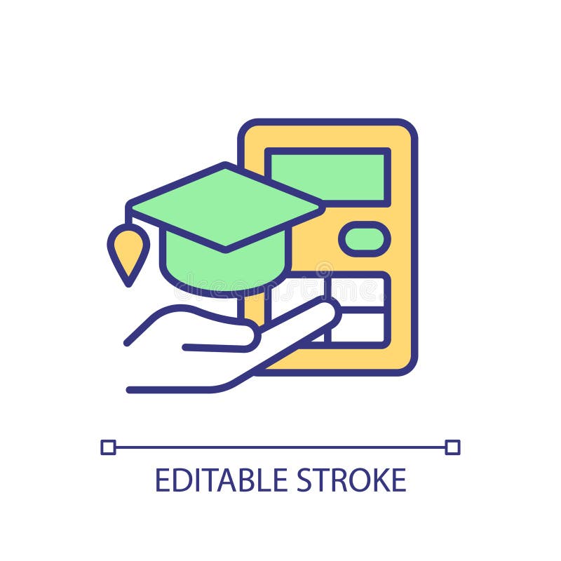 2D Thin Linear Colorful Athletic Scholarship Icon Stock Vector ...