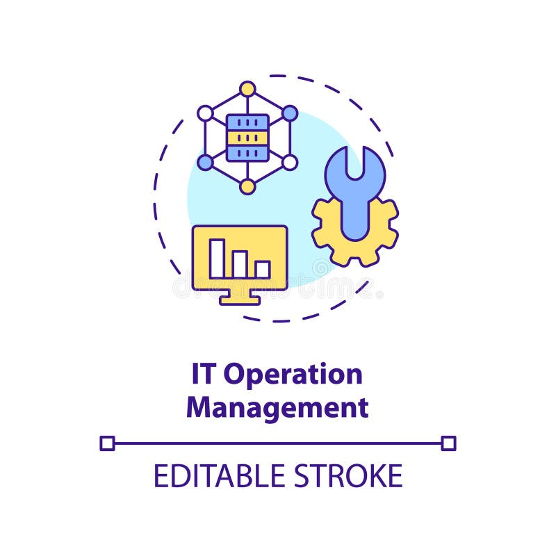 2D Thin Linear Colorful it Operation Management Icon Stock Illustration ...