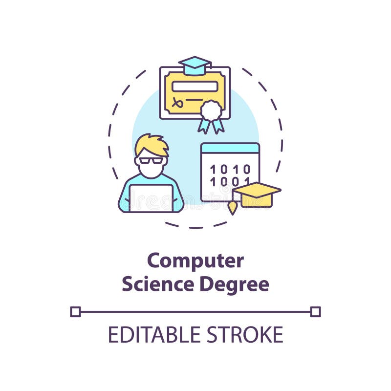 2D Thin Linear Computer Science Degree Icon Concept Stock Vector ...