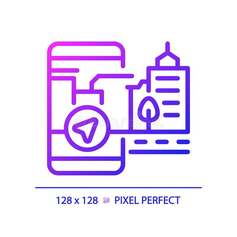 2D Thin Linear Gradient Map Navigation Icon Stock Vector - Illustration ...