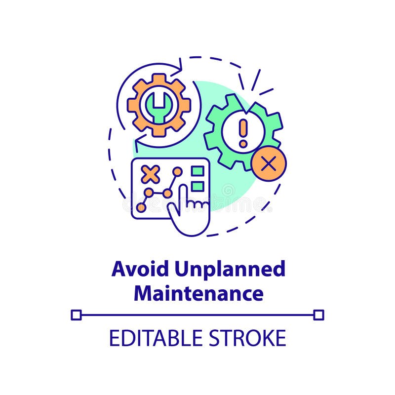 2D Thin Linear Icon Avoid Unplanned Maintenance Concept Stock Vector ...