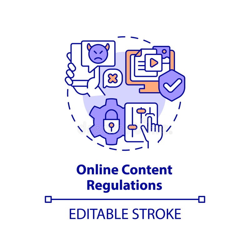 2D Thin Linear Icon Online Content Regulations Concept Stock Vector ...