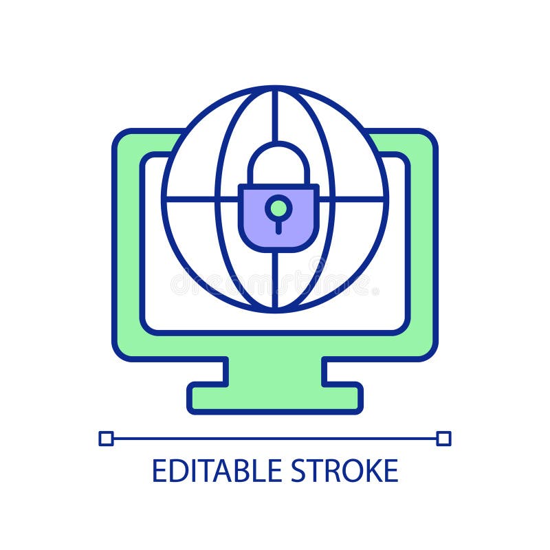 2D Thin Linear International Cybersecurity Icon Stock Vector ...