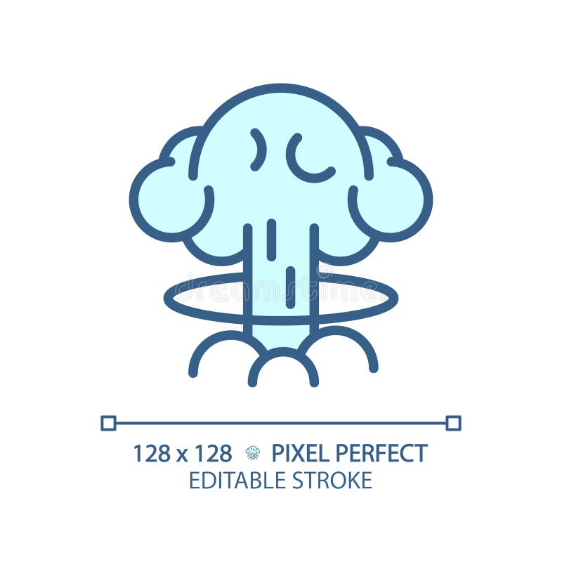 2D Thin Linear Pixel Perfect Blue Nuclear Explosion Icon Stock ...