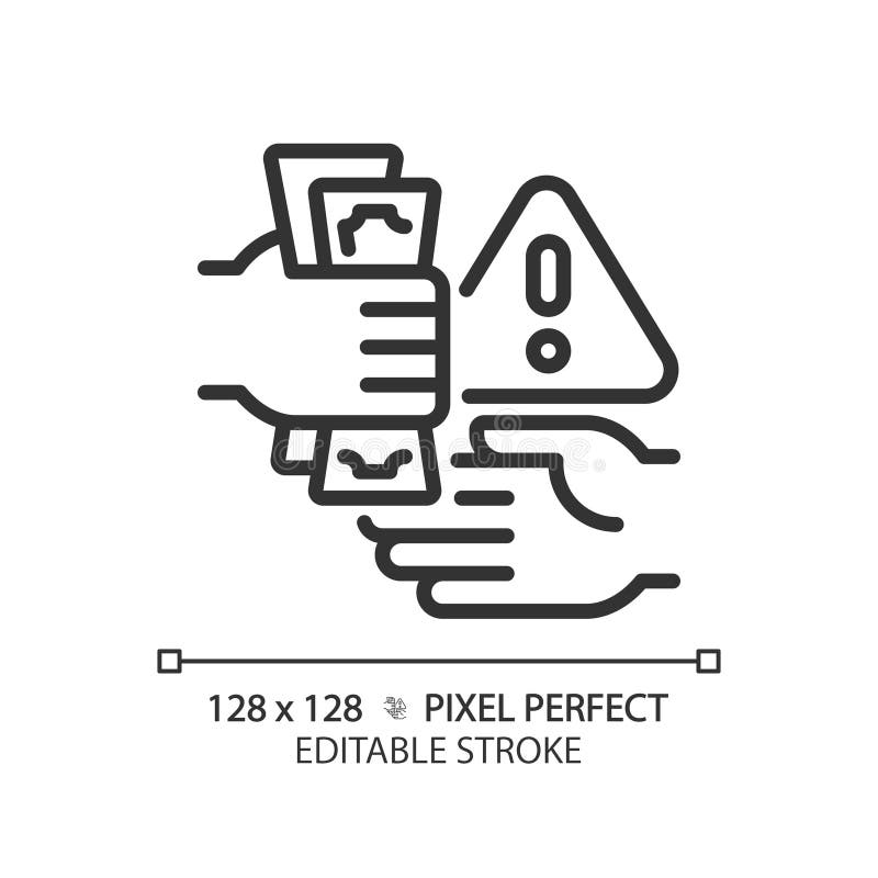 2D Thin Linear Pixel Perfect Simple Black Corruption Icon Stock Vector ...