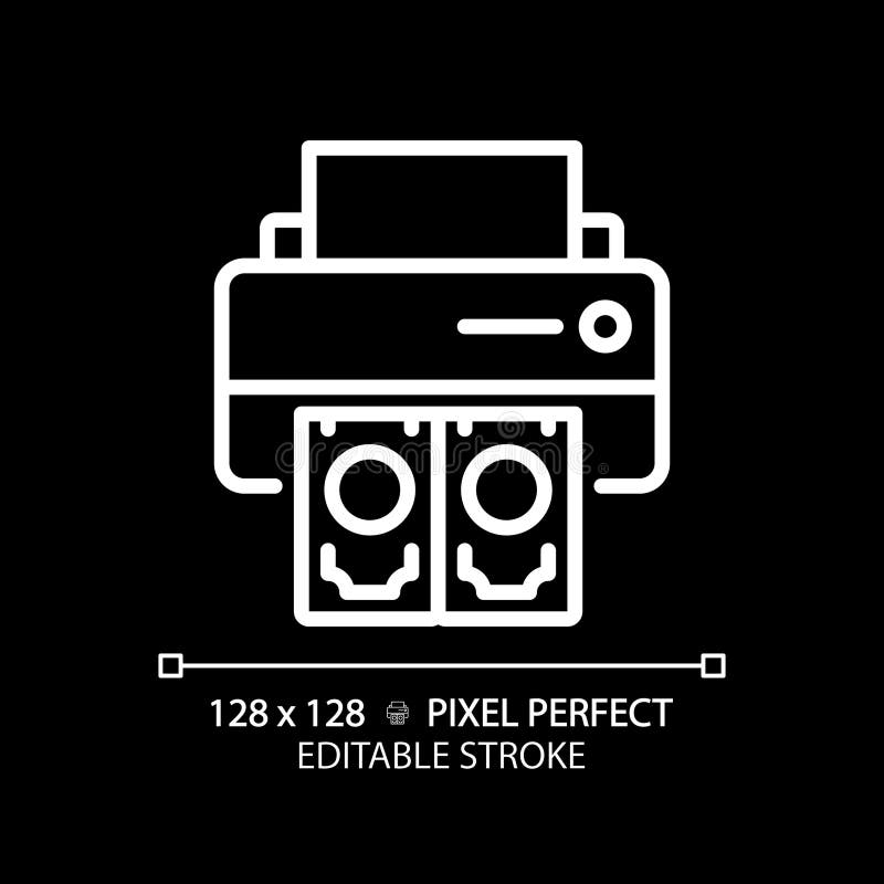 2D Thin Linear Pixel Perfect Simple White Printing Money Icon Stock ...