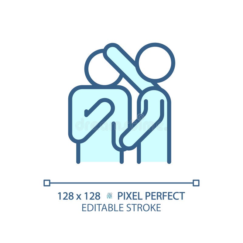 2D Thin Linear Simple Blue Empathy Icon Stock Illustration ...
