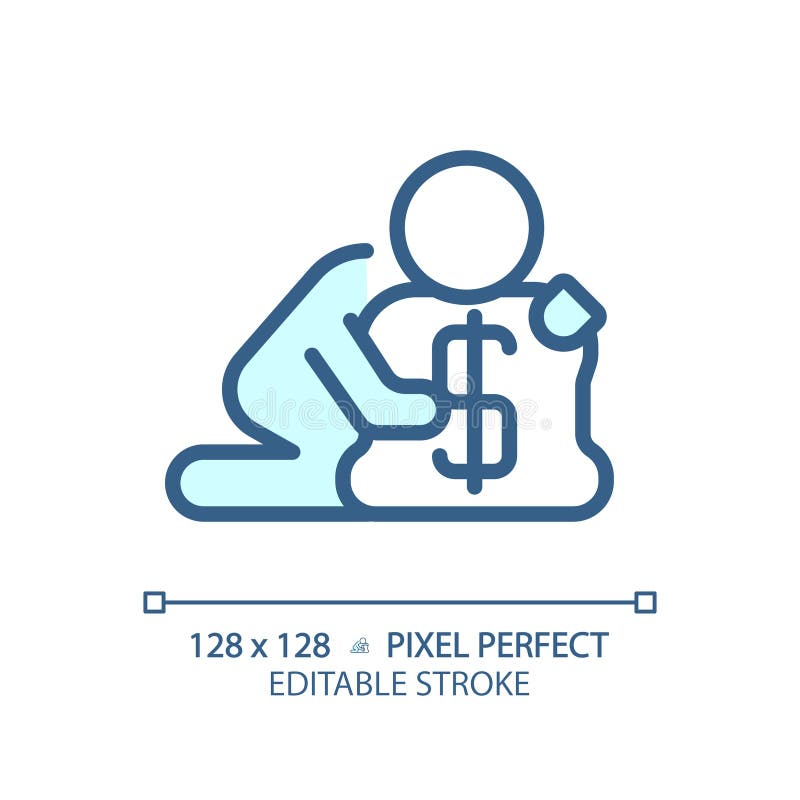 2D Thin Linear Simple Blue Greed Icon Stock Vector - Illustration of ...