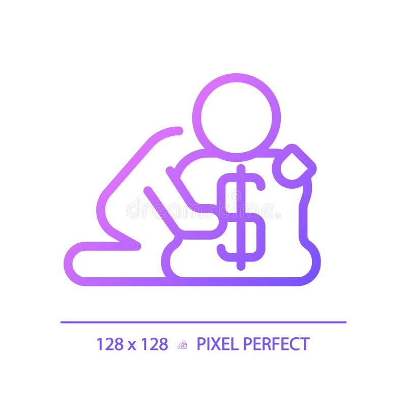 2D Thin Linear Simple Gradient Greed Icon Stock Illustration ...