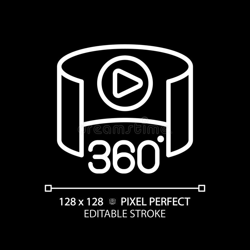 2D Thin Linear White 360 Degree Icon Stock Vector - Illustration of ...